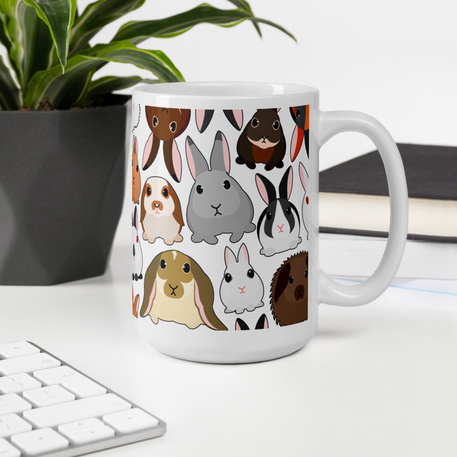 Rabbit Coffee Mug Cute Bunny Gift Pet Lover Dutch English - Etsy