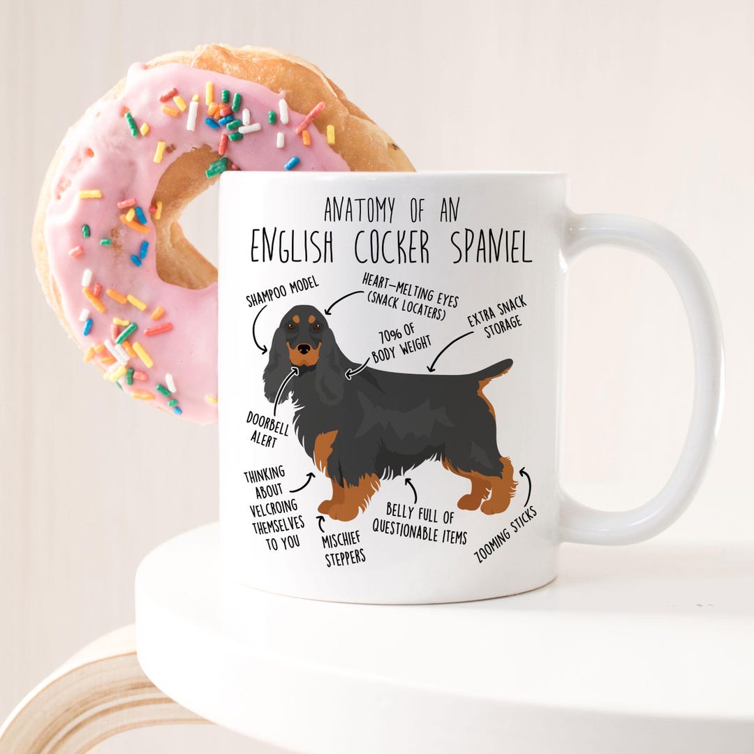 English Cocker Spaniel Coffee Mug, Cute Black and Tan Cocker Spaniel ...