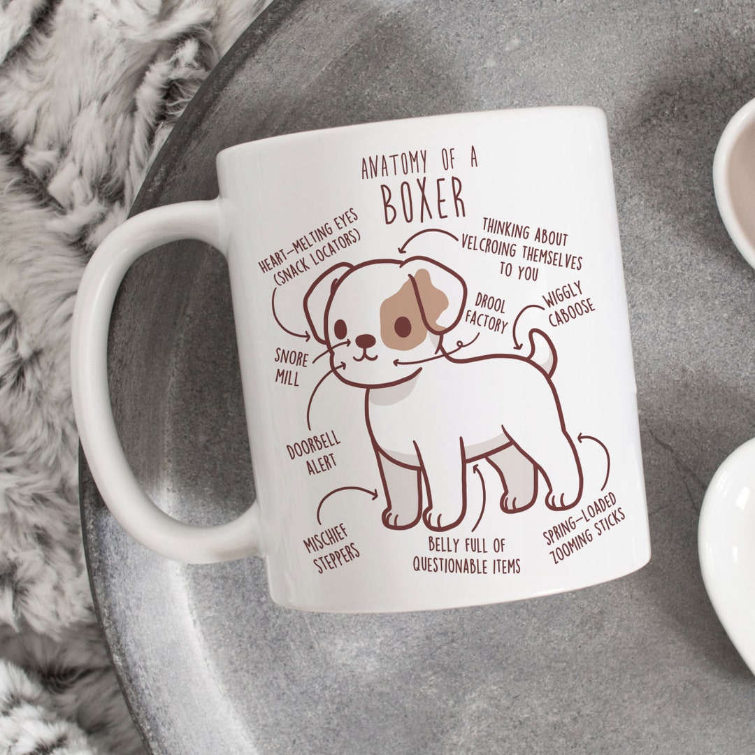 White Check Boxer Dog Coffee Mug, Cute Boxer Gift, Boxer Dog Lover ...
