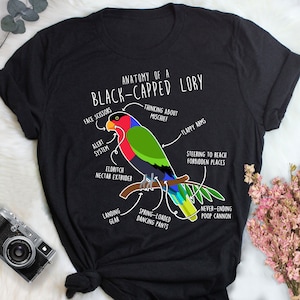 Black-capped Lory Shirt, Women, Men, Funny Bird Lover Gift, Cute Black ...