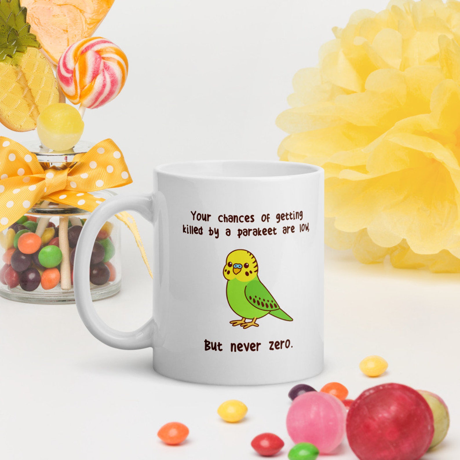 Parakeet Coffee Mug, Cute Bird Gift, Pet Parrot Lover, Funny Gift for ...