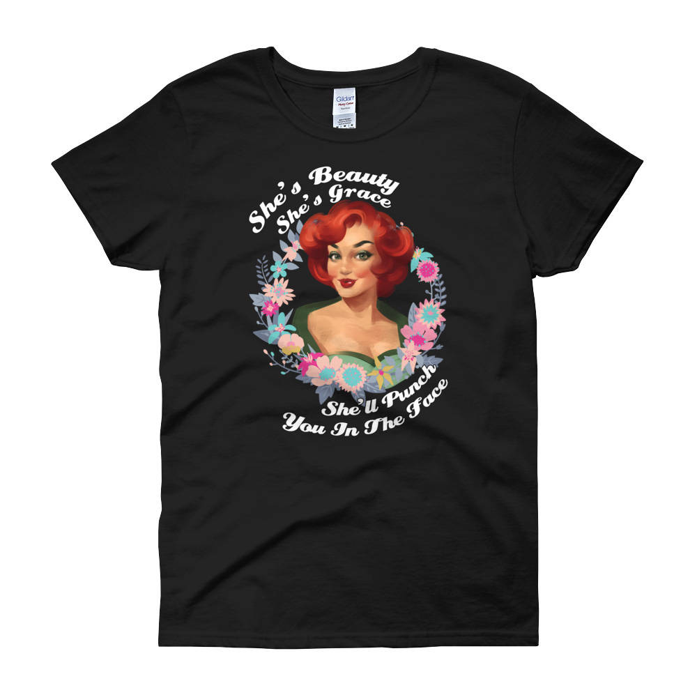 She's Beauty She's Grace Shirt, Funny Feminist Shirt, Rockabilly T ...