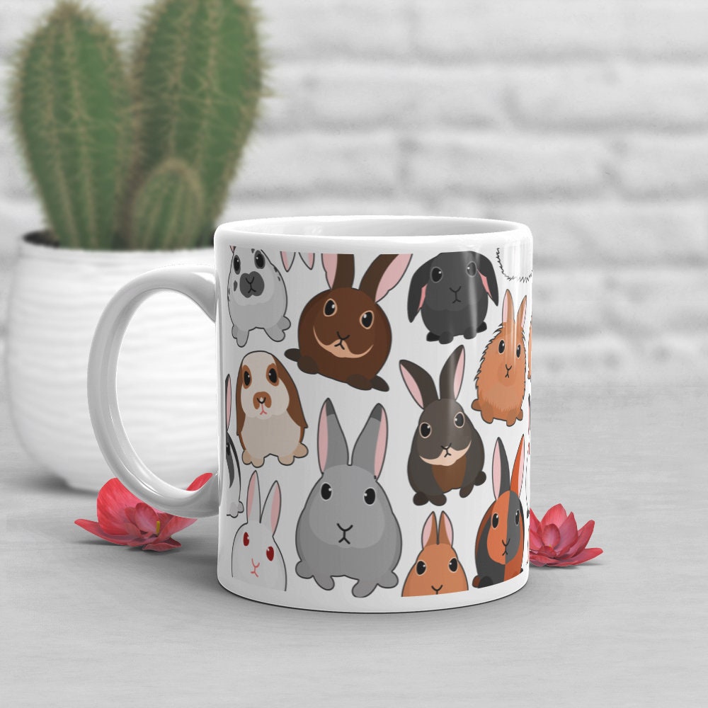 Rabbit Coffee Mug Cute Bunny Gift Pet Lover Dutch English - Etsy