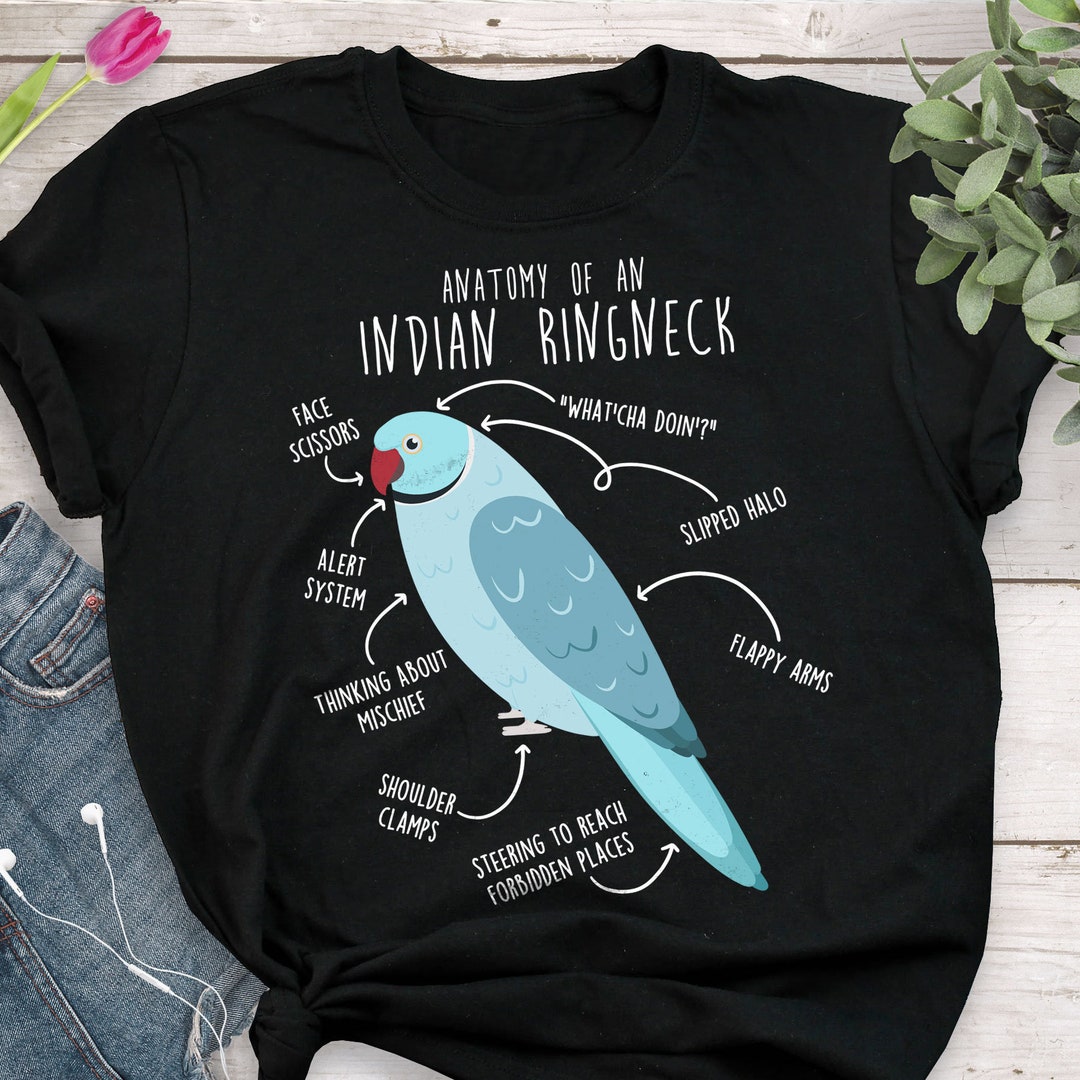 Blue Indian Ringneck Parrot Shirt, Women, Men, Funny Parrot Lover Gift ...