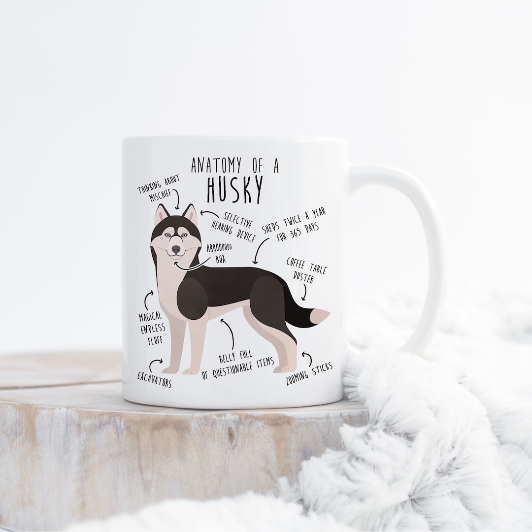 Black and White Husky Coffee Mug, Cute Siberian Husky Lover Gift, Dog ...