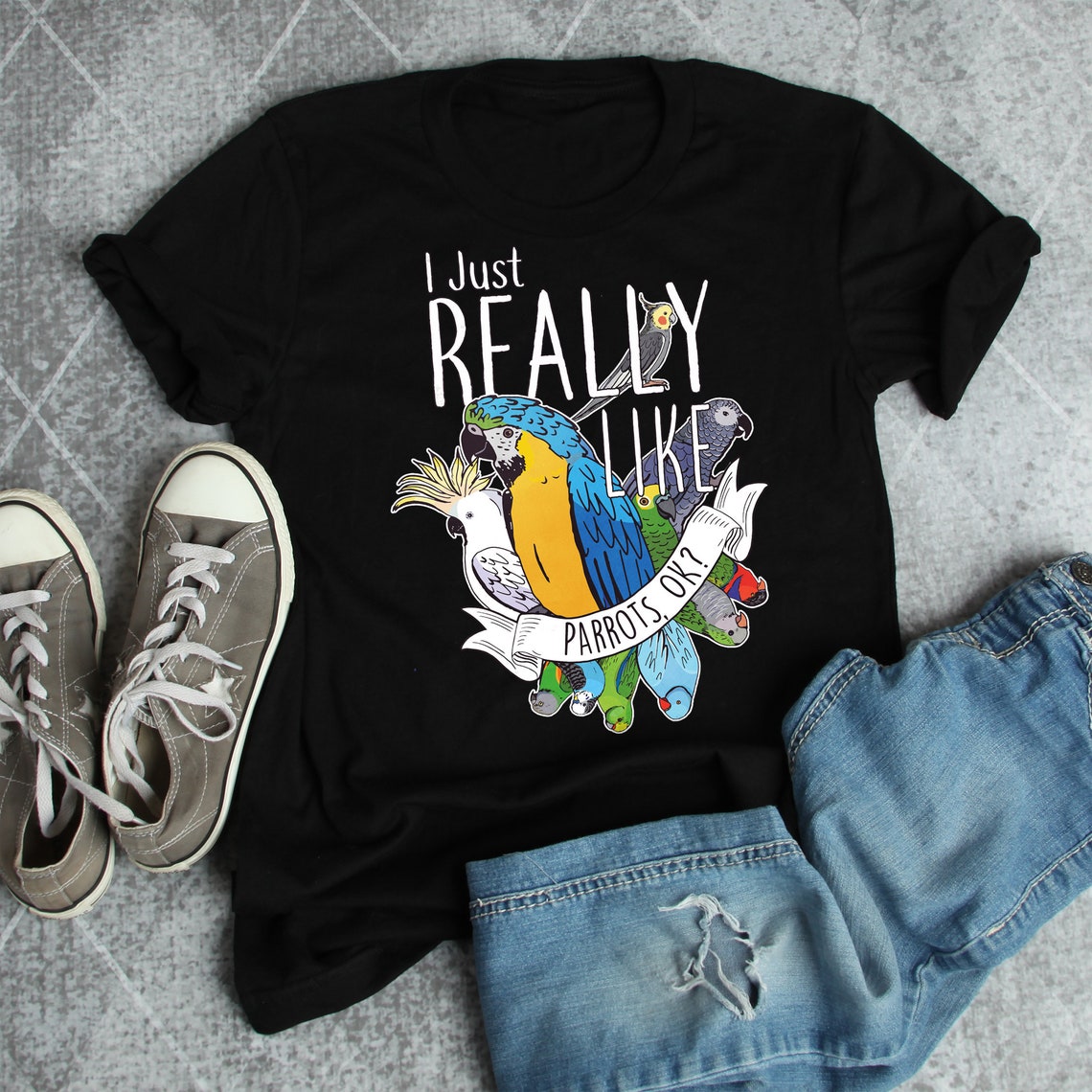 Funny Parrot Shirt, Women Men, Cute Bird Lover Gift, Macaw Parakeet ...