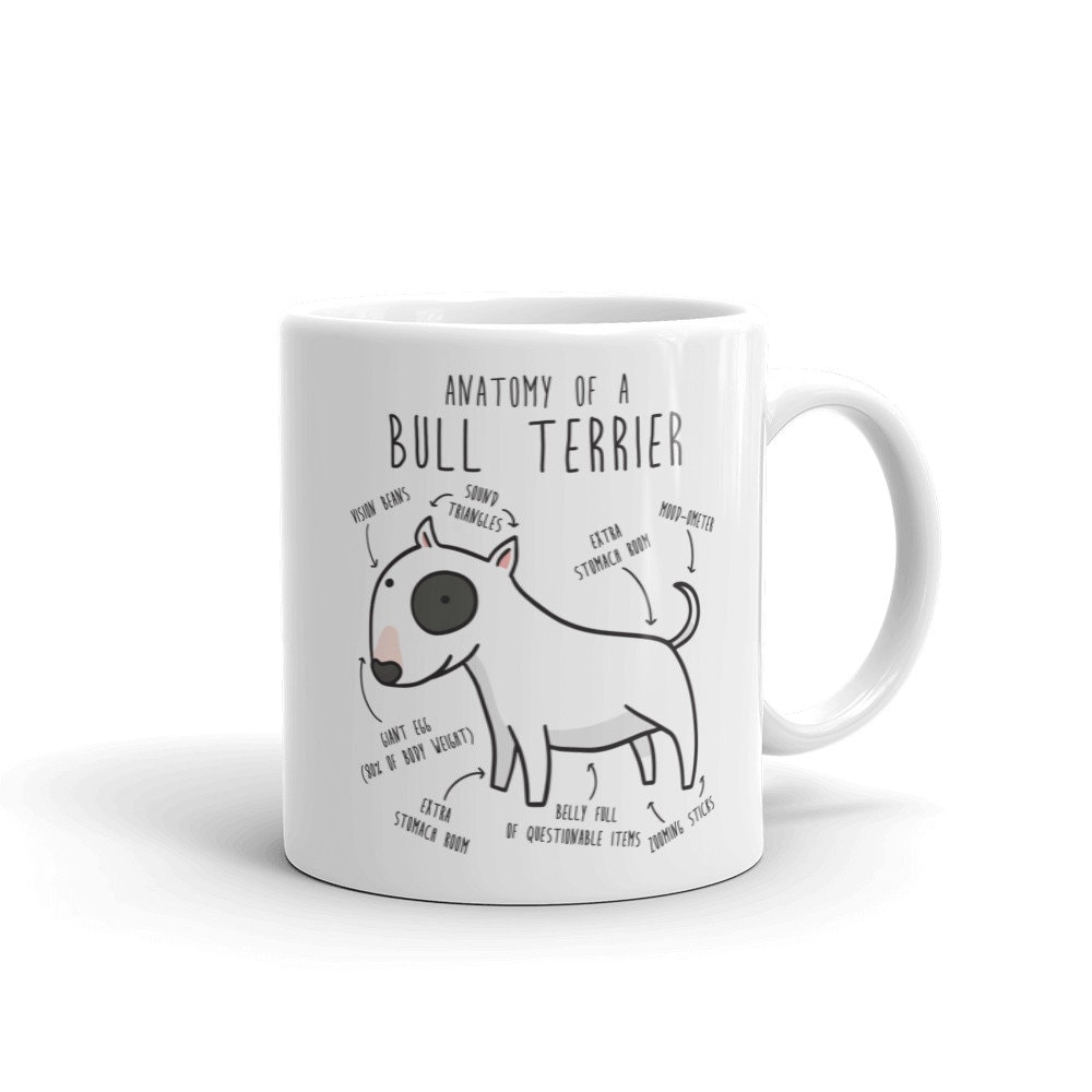 Bull Terrier Coffee Mug, Cute White Bull Terrier Gift, Dog Lover, Funny ...