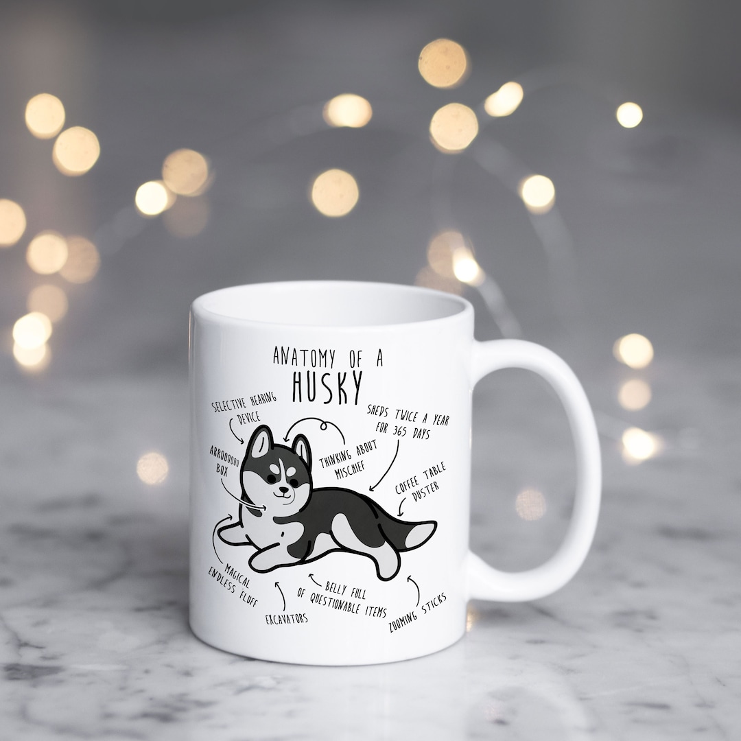Black and White Husky Coffee Mug, Cute Siberian Husky Lover Gift, Dog ...