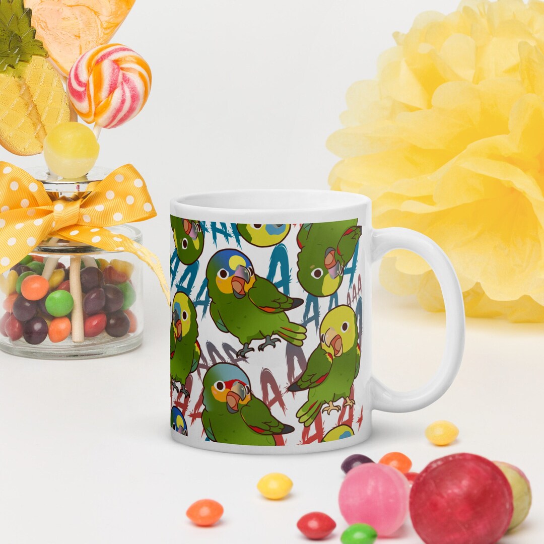 Amazon Parrot Coffee Mug, Cute Funny Bird Gift Pet Lover Cup Parrot Mom ...