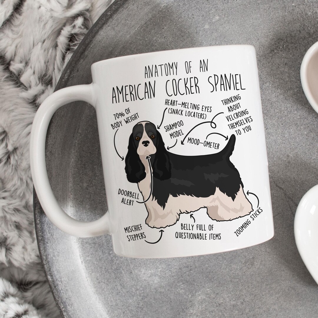 American Cocker Spaniel Coffee Mug, Cute Black and White Cocker Spaniel ...