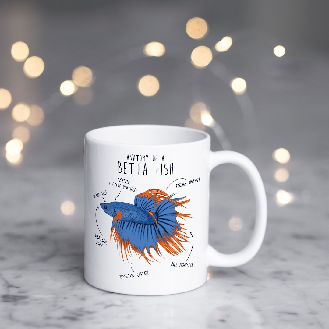 Betta Fish Coffee Mug, Cute Siamese Fighting Fish Gift, Pet Betta Lover ...