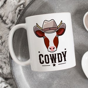 Ayrshire Cow Coffee Mug, Funny Cowboy Lover Gift, Cowdy, Cute Howdy ...
