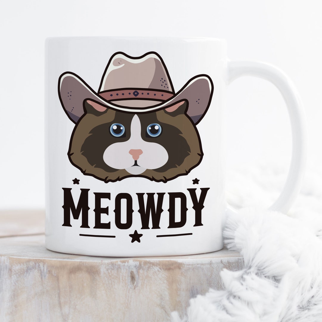 Ragdoll Cat Meowdy Coffee Mug, Funny Cowboy Cat Lover Gift, Cute Howdy ...