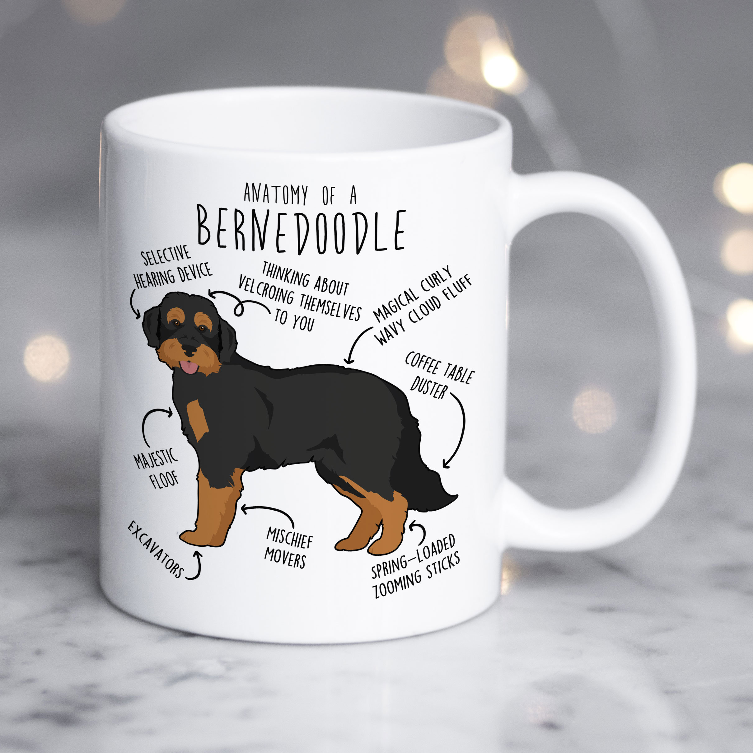 Bernedoodle Coffee Mug, Black Phantom Bernedoodle Gift, Cute Dog Lover ...