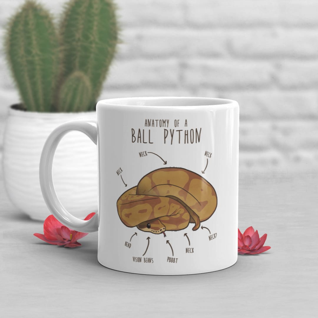 Caramel Ball Python Coffee Mug, Cute Snake Lover Gift, Funny Reptile ...