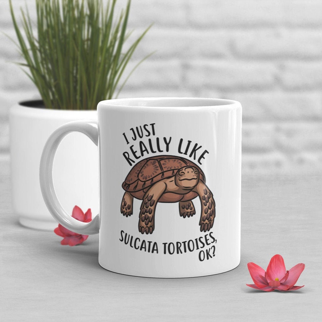 Sulcata Tortoise Coffee Mug, Cute Reptile Lover Gift, Funny Pet Turtle ...