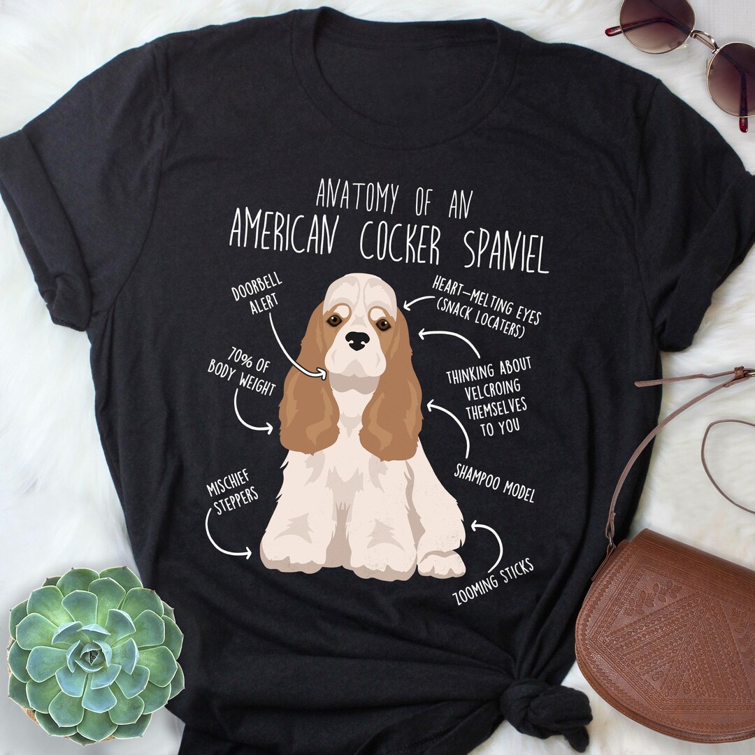 American Cocker Spaniel Shirt, Women, Men, Cute Buff and White Cocker ...