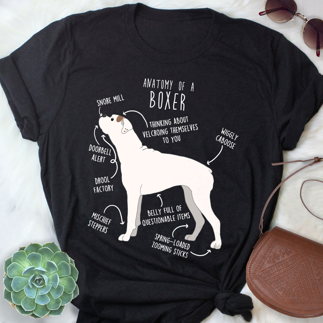 White Check Boxer Dog Shirt, Women, Men, Funny Dog Lover Gift, White ...