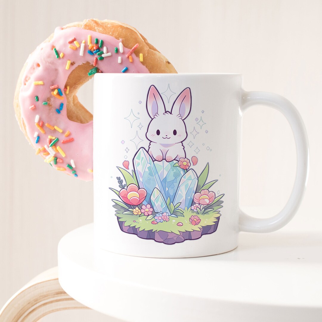 Bunny Coffee Mug, Cute White Rabbit Gift, Kawaii Pocket Pet Rabbit ...