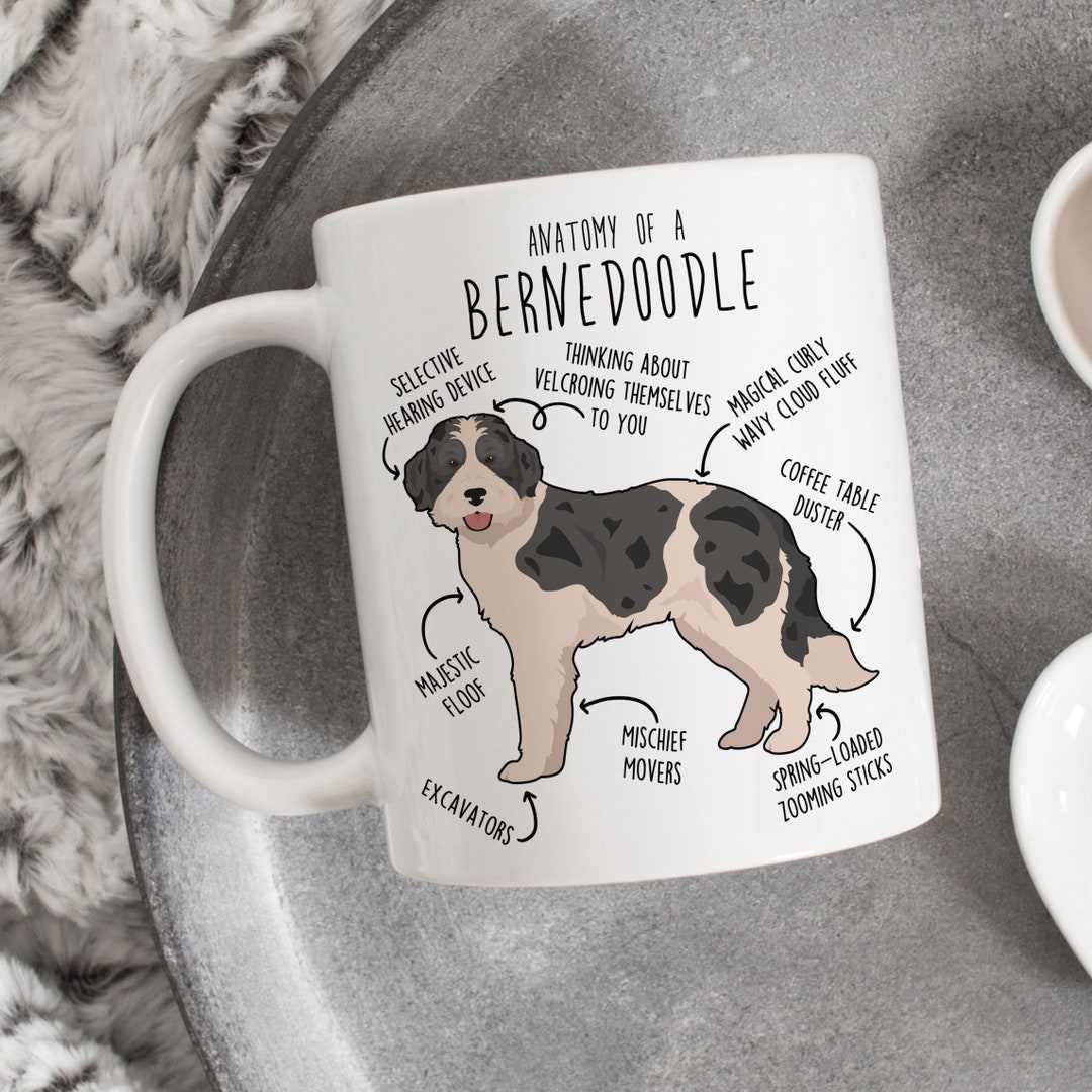 Bernedoodle Coffee Mug, Parti Black Merle Bernedoodle Gift, Cute Dog ...