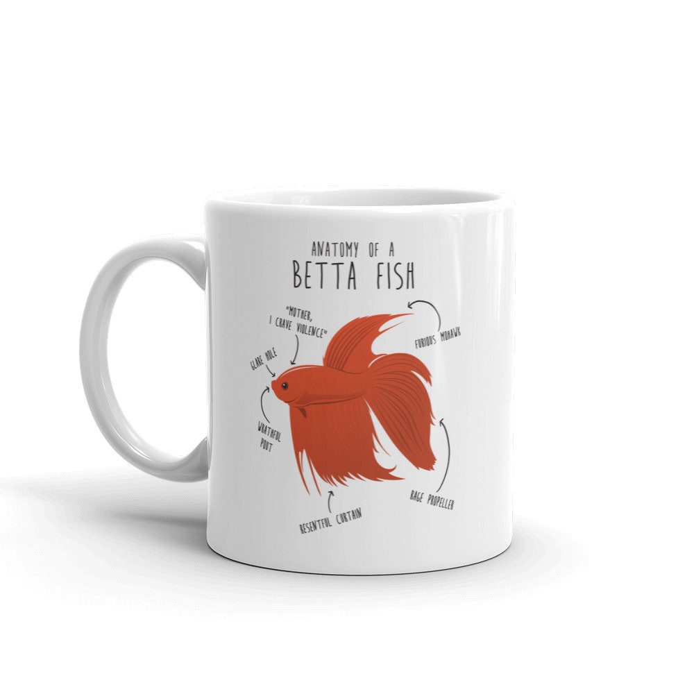 Betta Fish Coffee Mug Cute Siamese Fighting Fish Gift Pet | Etsy