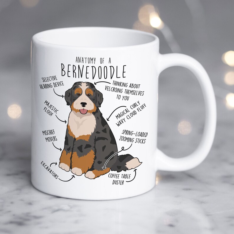 Bernedoodle Coffee Mug, Black Merle Bernedoodle Gift, Cute Dog Lover ...