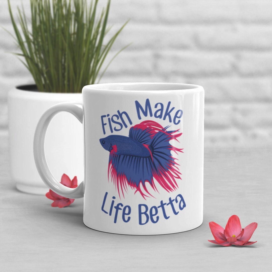 Betta Fish Coffee Mug, Cute Siamese Fighting Fish Gift, Betta Lover ...