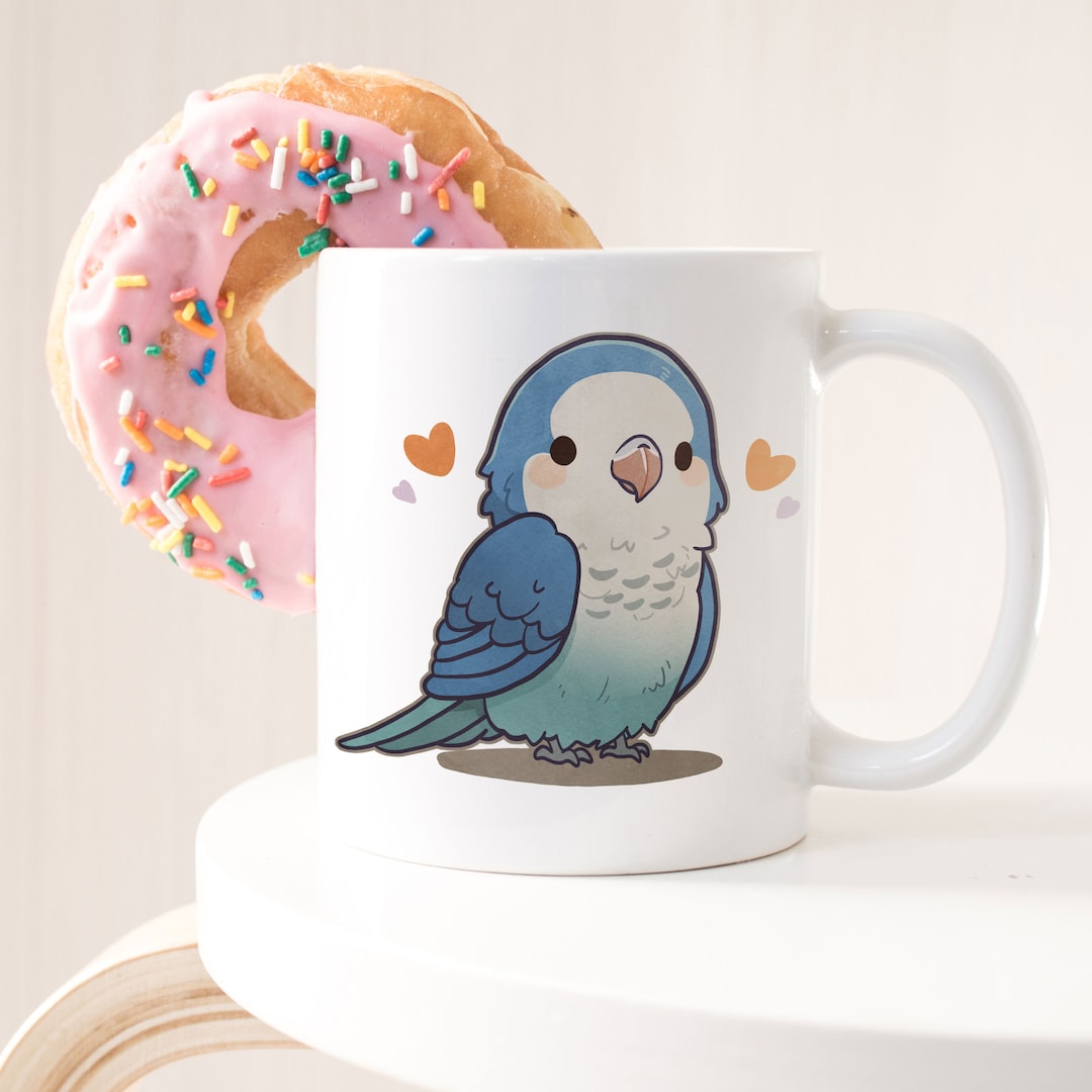 Blue Quaker Coffee Mug, Cute Bird Gift, Pet Lover, Gift for Her, Him ...