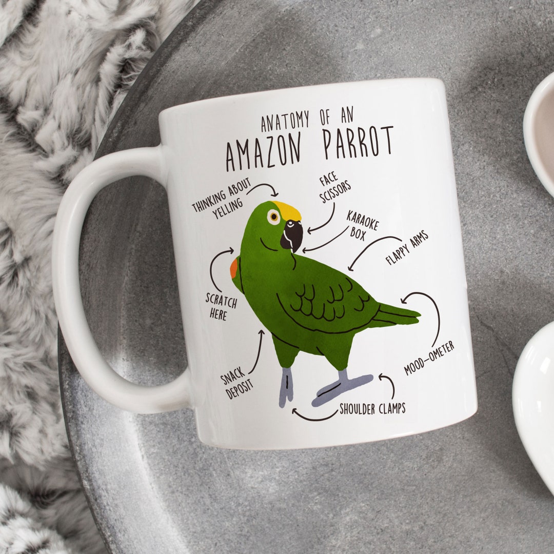 Yellow-crowned Amazon Parrot Coffee Mug, Cute Bird Gift, Pet Lover ...