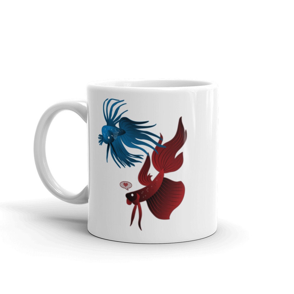 Betta Fish Coffee Mug Cute Siamese Fighting Fish Gift Betta | Etsy