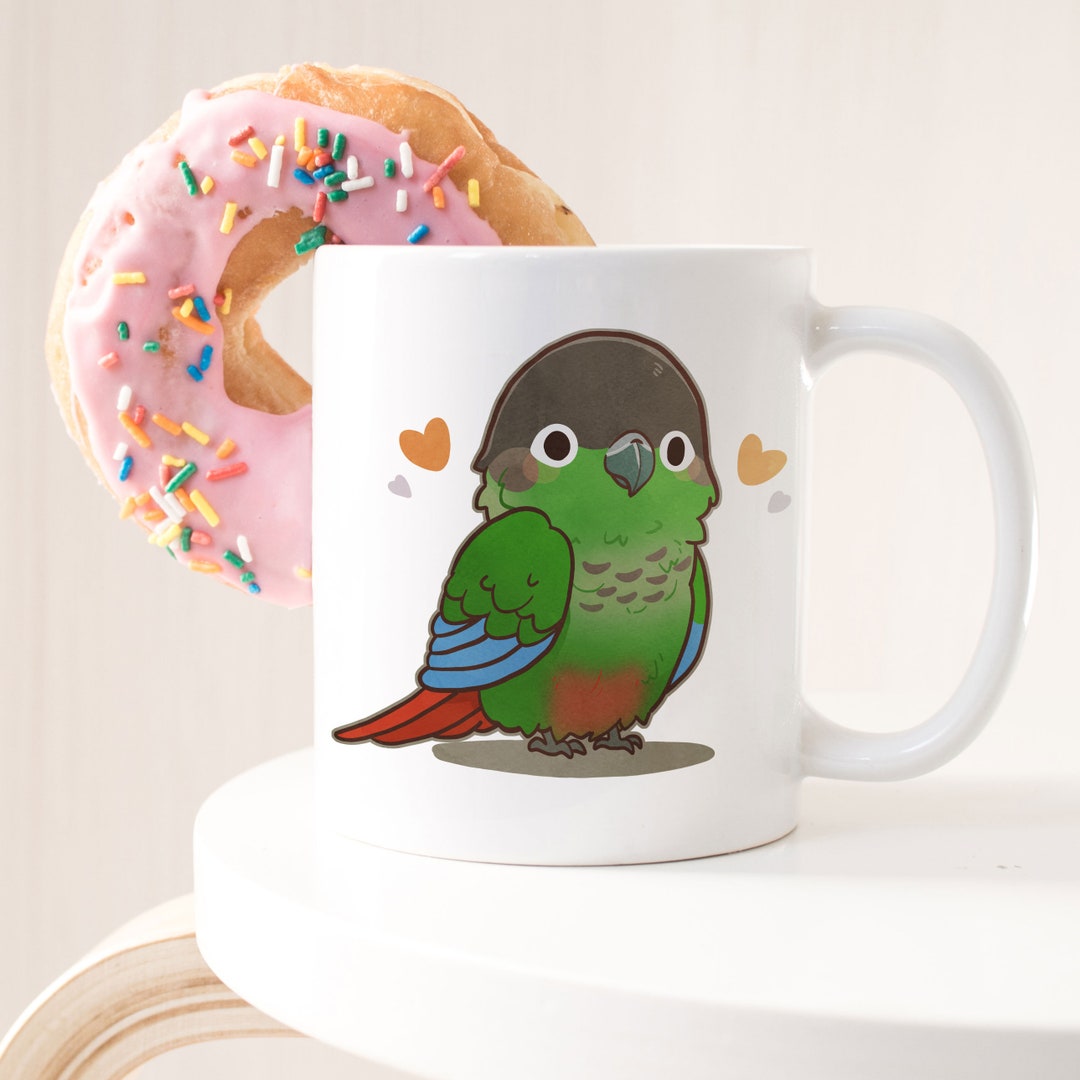 Green Cheek Conure Coffee Mug, Cute Pet Parrot Gift, Bird Lover, Gift ...