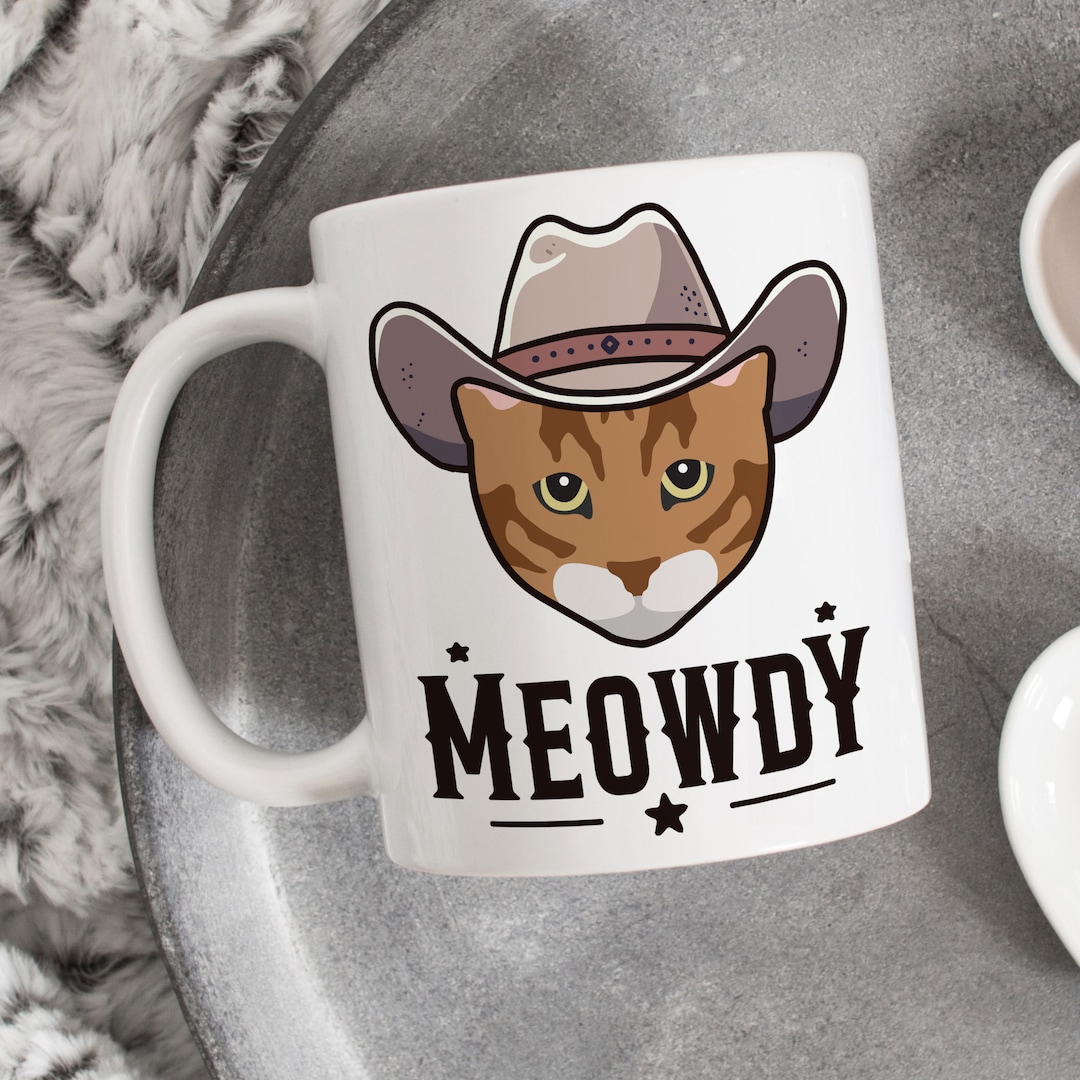 Toyger Cat Meowdy Coffee Mug, Funny Cowboy Cat Lover Gift, Cute Howdy ...