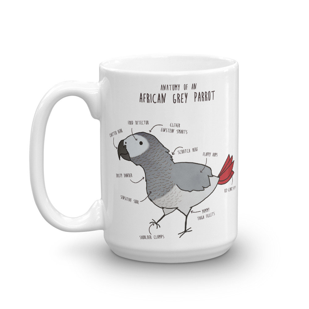 African Grey Parrot Coffee Mug, Cute Parrot Gift, Bird Lover, Funny ...