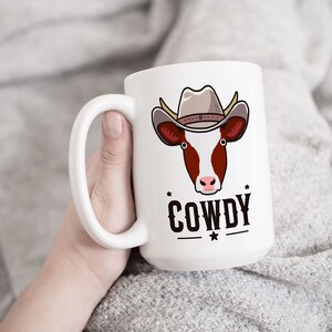 Ayrshire Cow Coffee Mug, Funny Cowboy Lover Gift, Cowdy, Cute Howdy ...
