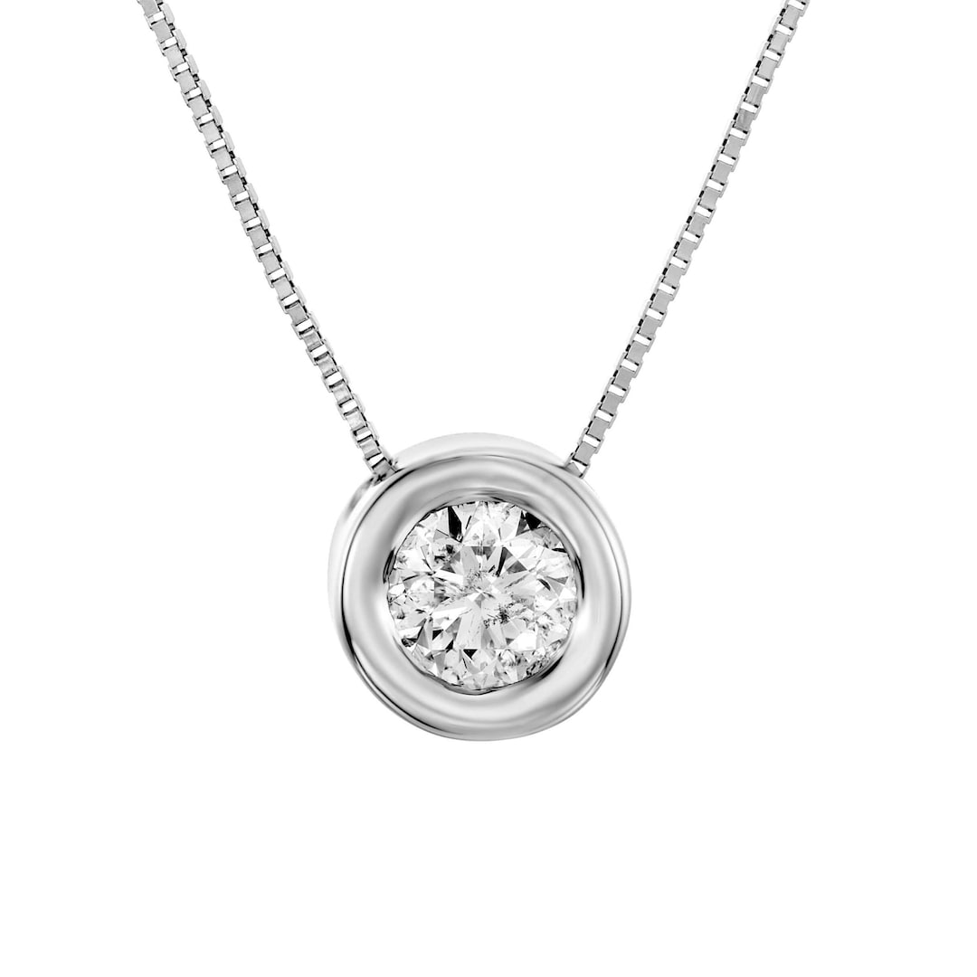 Solitaire Round Diamond Necklace Diamond Solitaire Pendant - Etsy