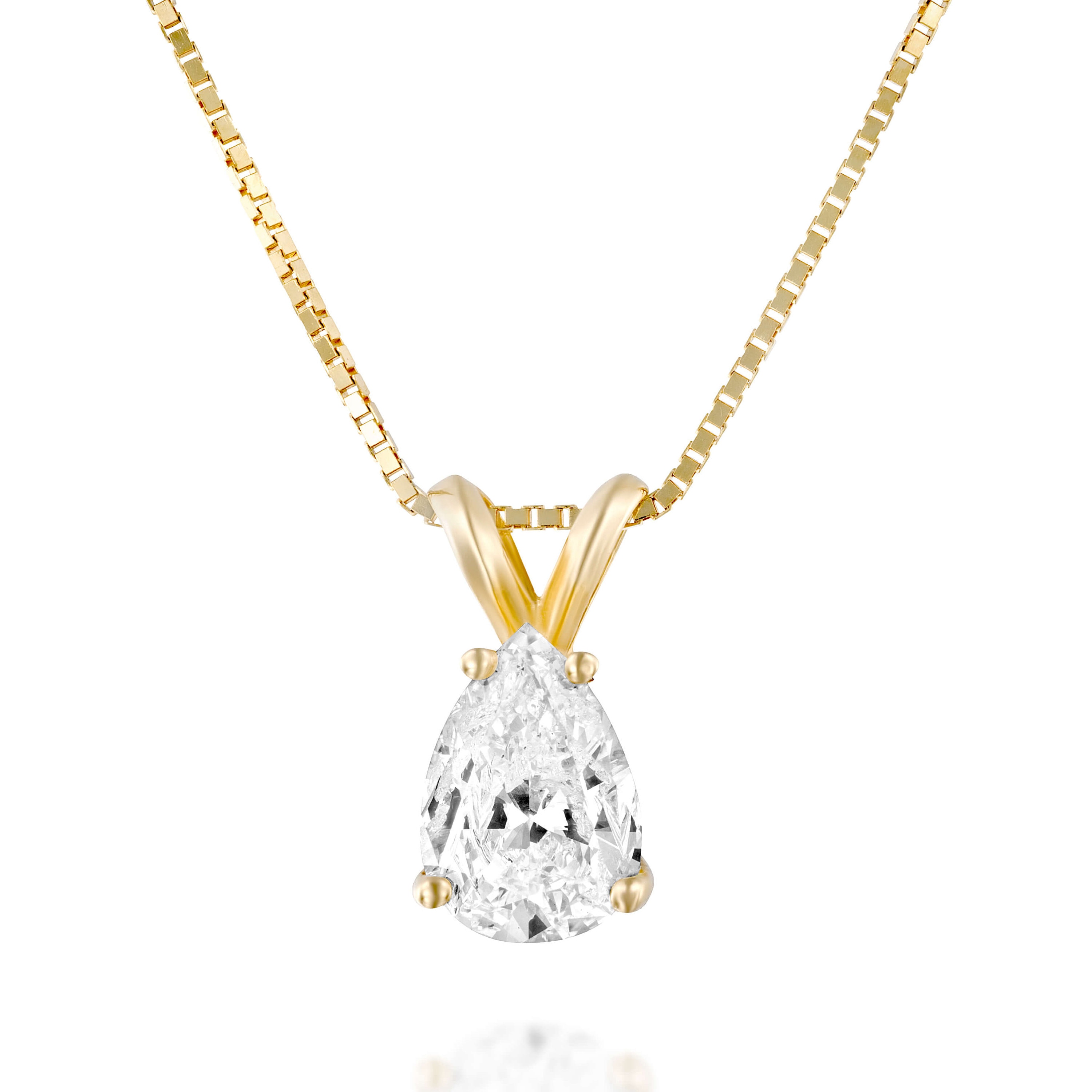 Pear Cut Diamond Pendant, Diamond Necklace, Pear Shape Diamond Pendant ...