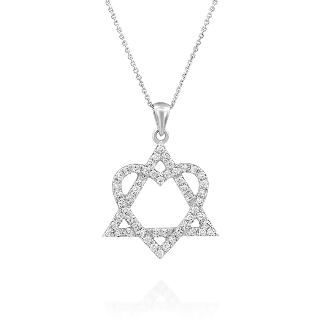 Star and Heart Diamond Necklace Diamond Heart Pendant Unique - Etsy