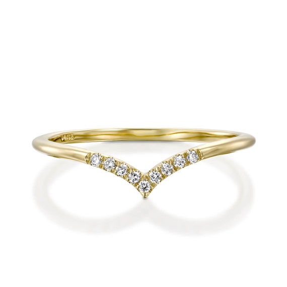 V Shape Diamond Ring Diamond Wedding Band Diamond Wedding | Etsy