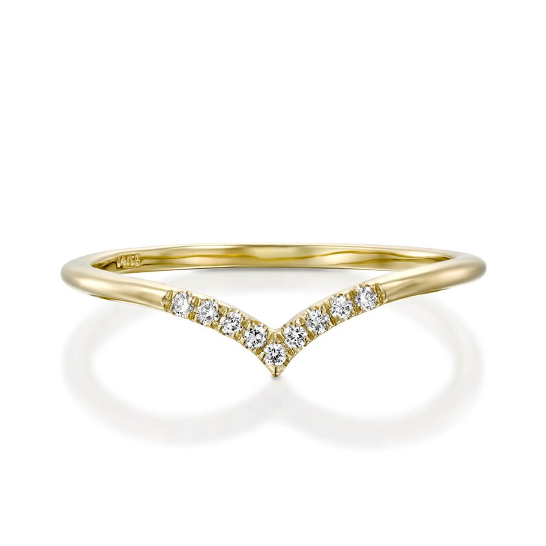 V Shape Diamond Ring, Diamond Wedding Band, Diamond Wedding Ring ...
