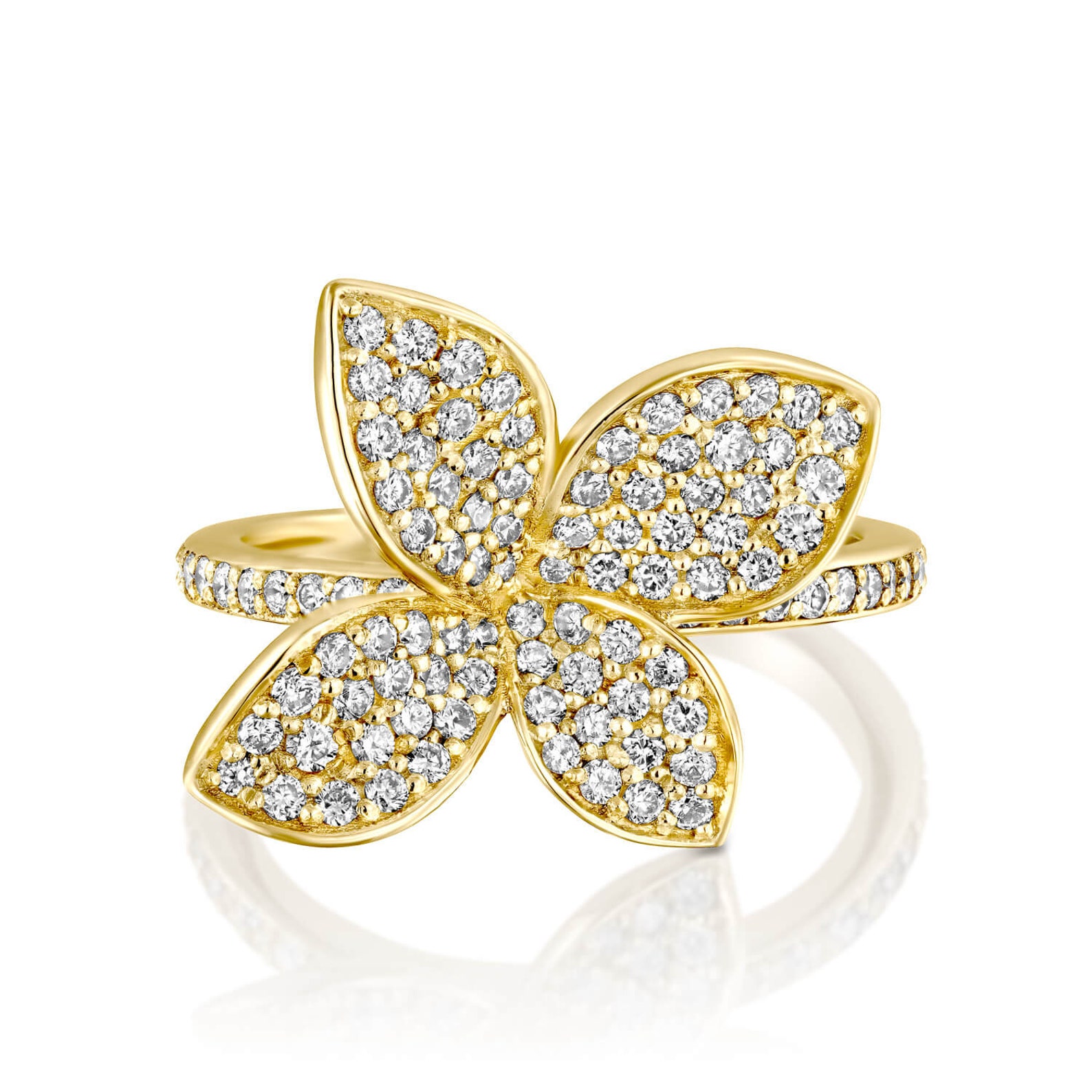 Big Flower Diamond Ring, Unique Diamond Ring, Flower Engagement Band ...