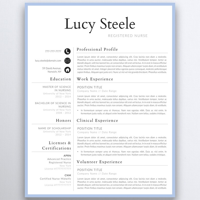 Graduate Nurse Resume Template Nursing Resume Template Etsy Australia