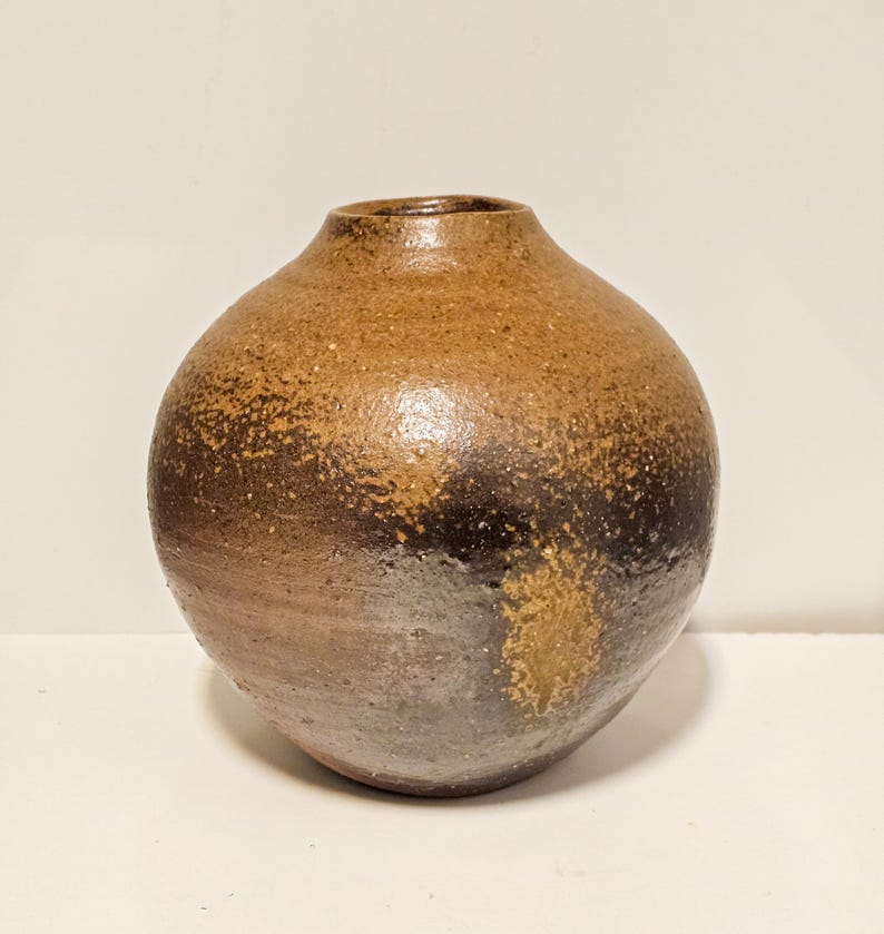 Bizen Tsubo by Ken Fujiwara: Vintage Japan Pottery Ikebana Flower Vase ...