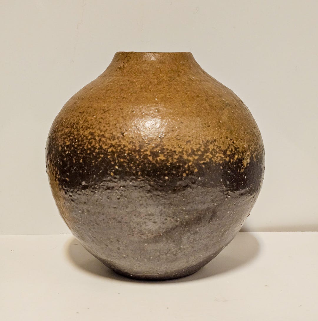 Bizen Tsubo by Ken Fujiwara: Vintage Japan Pottery Ikebana Flower Vase ...