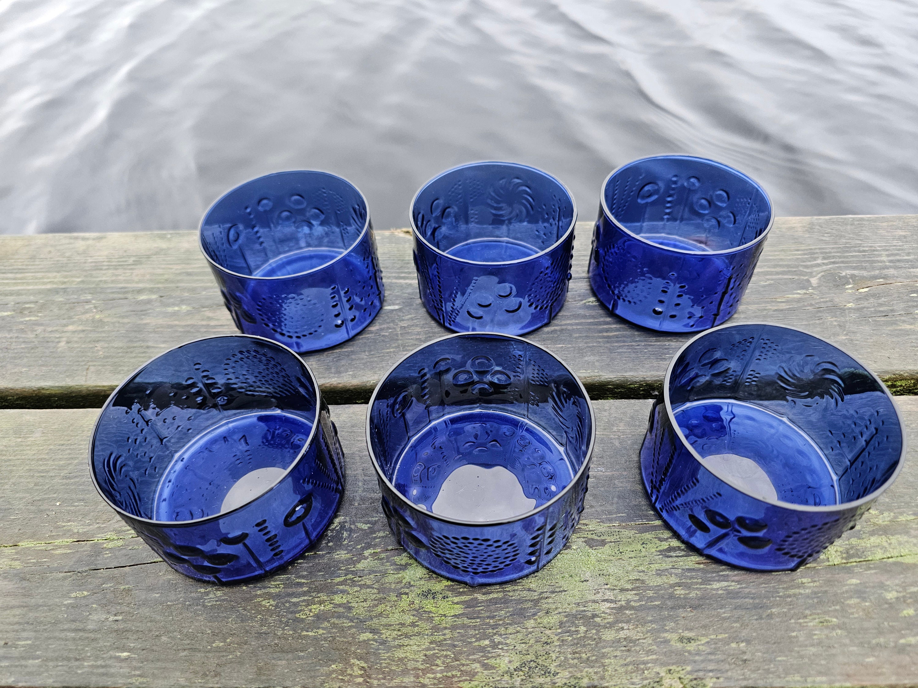 Oiva Toikka Nuutajärvi flora Six Dessert Bowls Purple Vintage 1970's ...