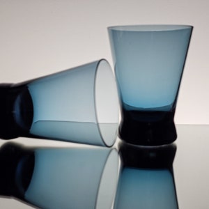 Mid-century Modern Drinking Glasses: Scandinavian Blue Glass Milano Set ...