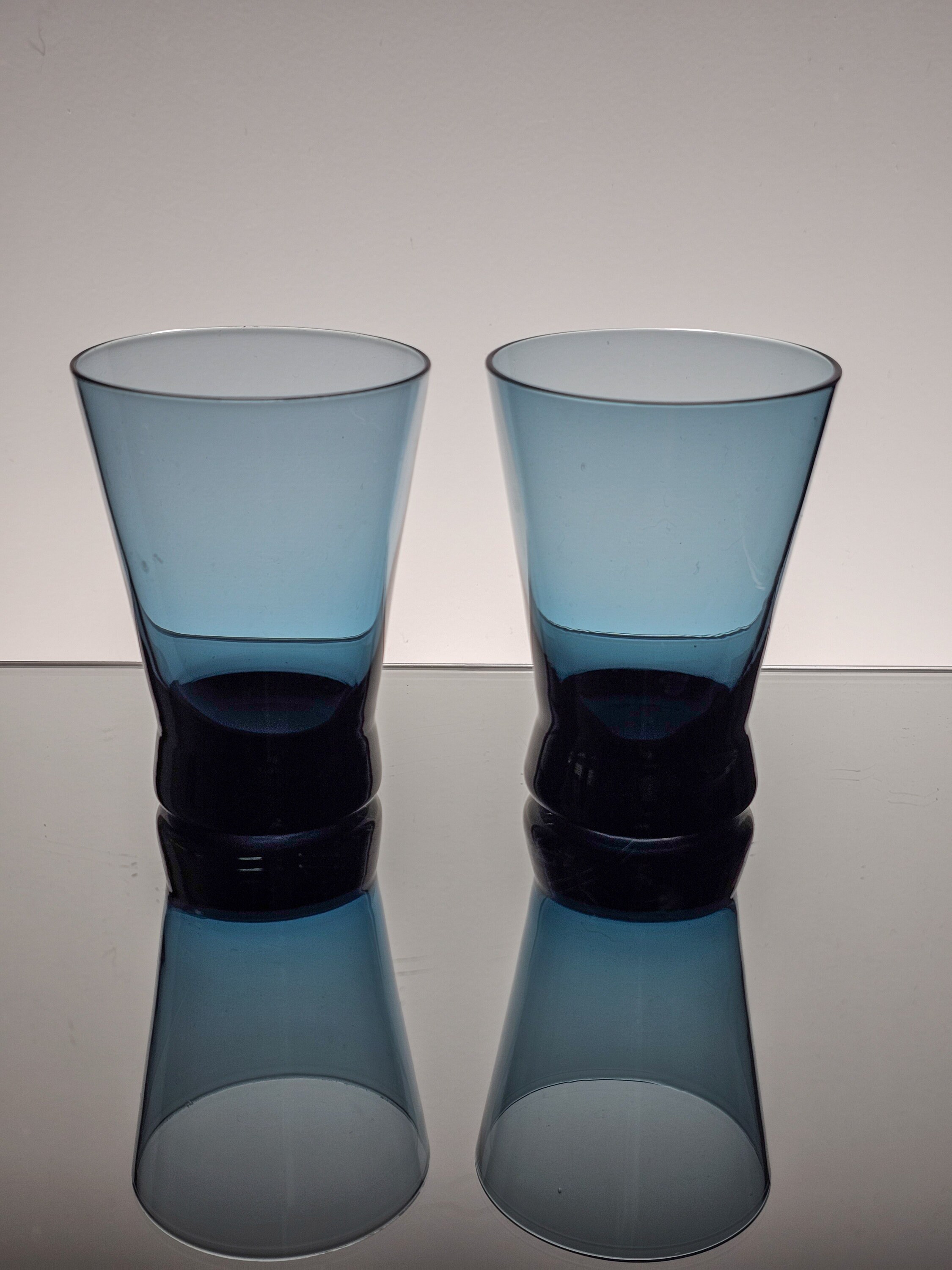 Mid-century Modern Drinking Glasses: Scandinavian Blue Glass Milano Set ...