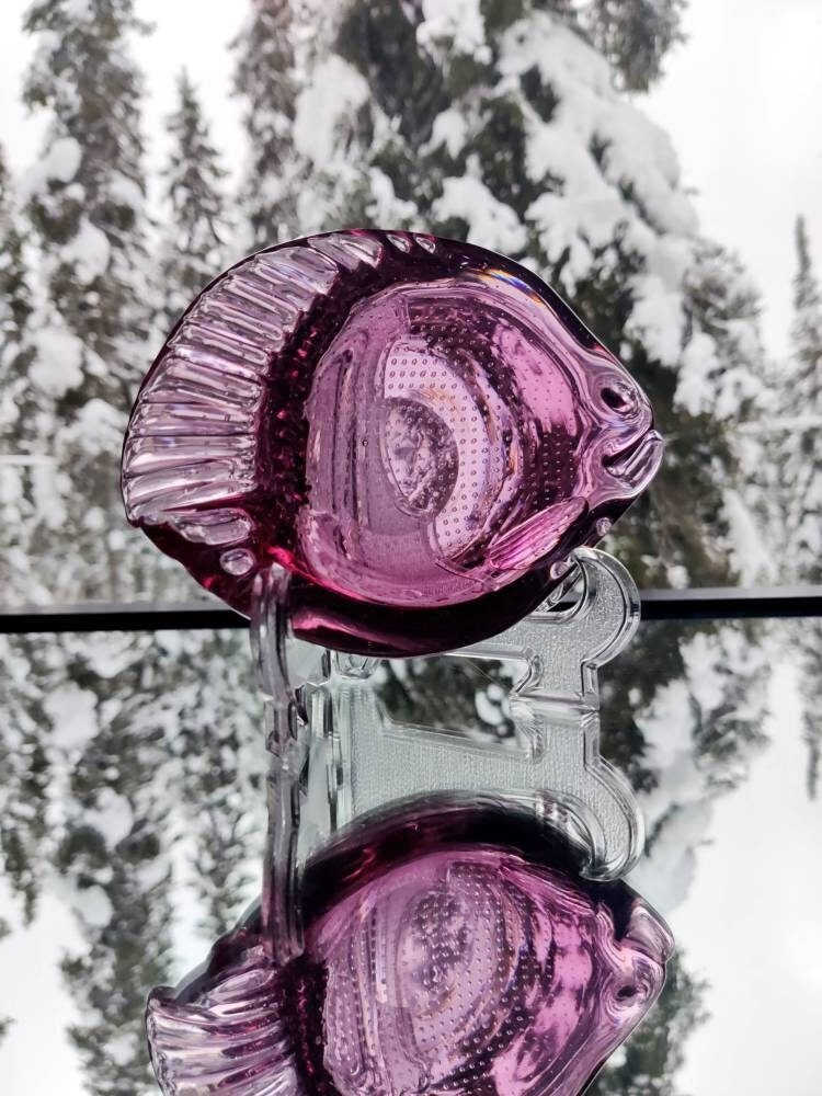 Tapio Wirkkala, Iittala Art Glass Fish Sculpture, Purple Controlled ...