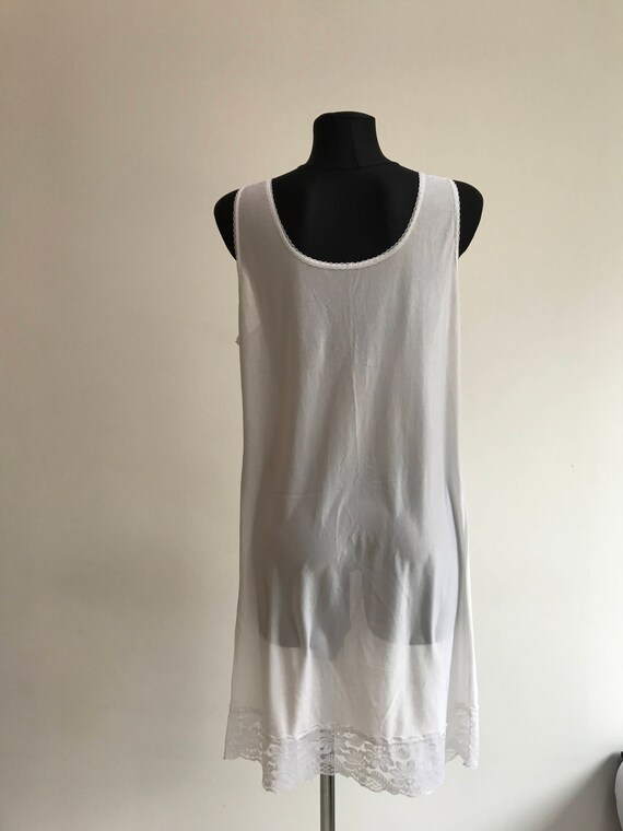 1980s Soviet Vintage Full Slip Negligee White Nylon w… - Gem