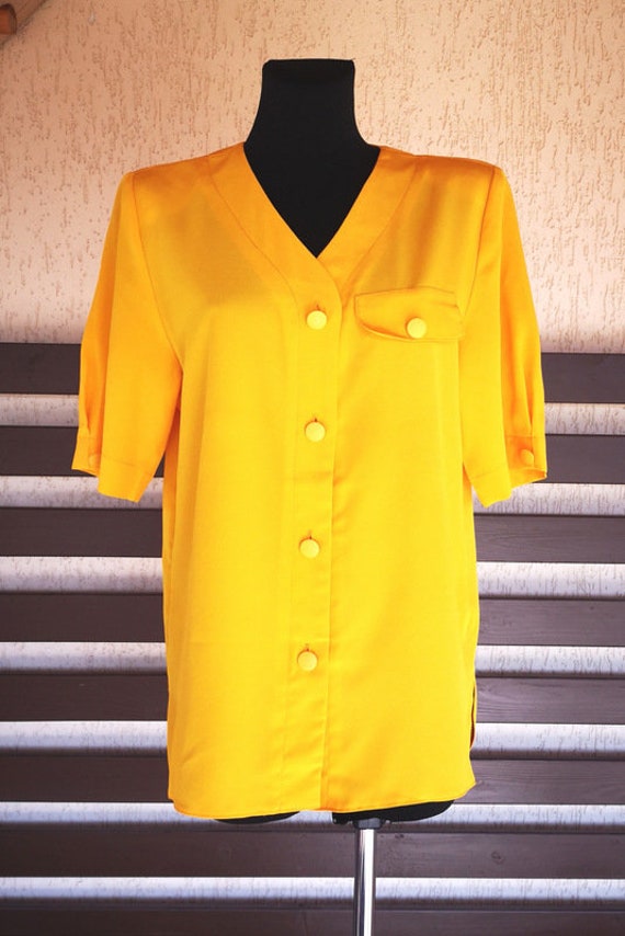 1990's Martinelli Bright Yellow Blouse Everyday Secre… - Gem