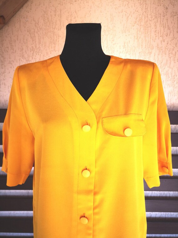 1990's Martinelli Bright Yellow Blouse Everyday Secre… - Gem